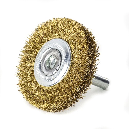 Cepillo circular con espiga 50 mm. alambre de latón ondulado MES 0,20